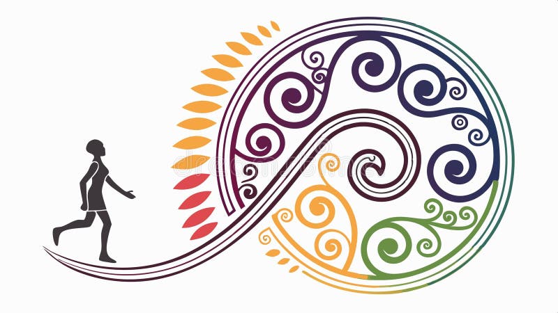 Running Figure in Spiral, Abstract Motion and Energy Design Vector ...
