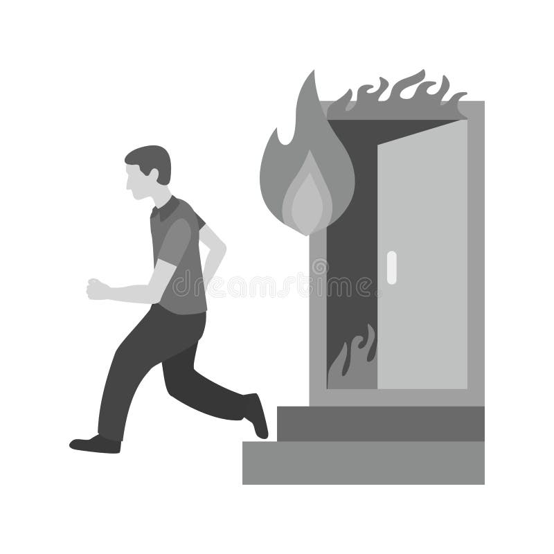 Running from Fire stock vector. Illustration of burn - 88388095