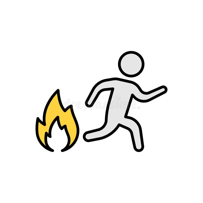 Running Man from Fire Composition Icon of Round Dots Stock Illustration ...