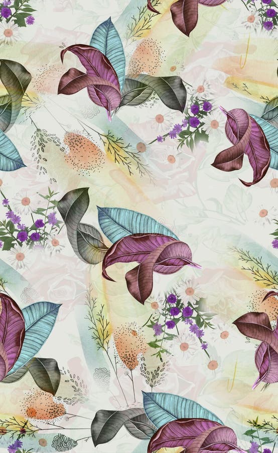 Running Floral Pattern Wallpaper Background Seamless Beautiful Digital ...