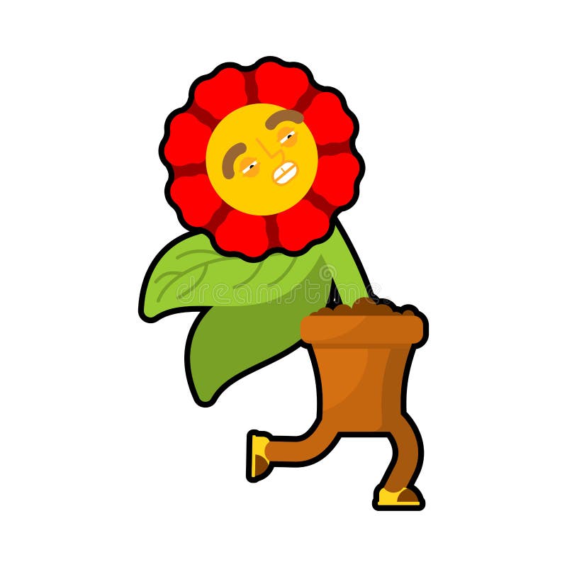Running Flower. Flower Delivery Sign. Flower in Pot Run Stock Vector ...