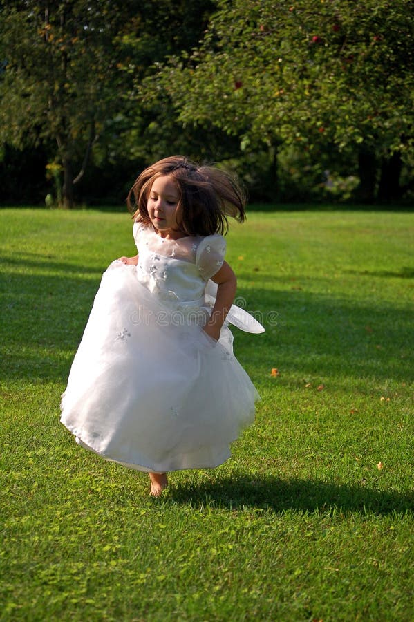 Running Flower Girl stock image. Image of outside, attire - 1816029