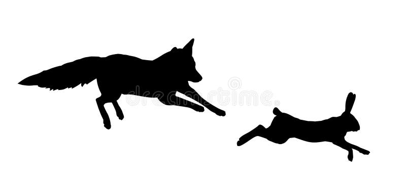 The running fox and hare. stock vector. Illustration of animal - 297905620