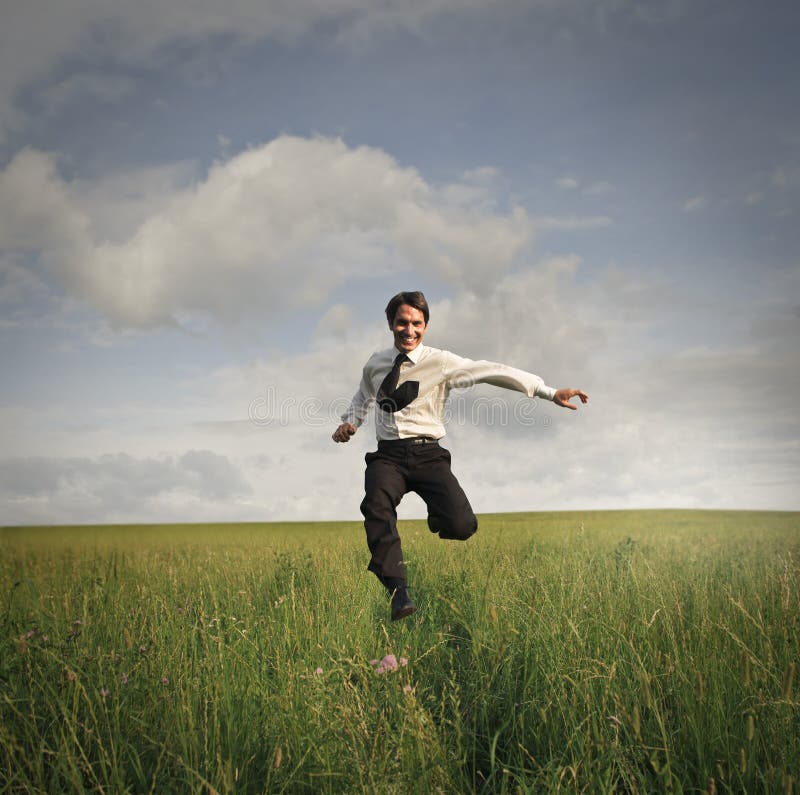 Businessman Running Jump stock image. Image of active - 26161377
