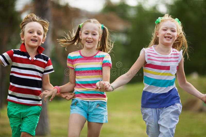 Running friends stock photo. Image of adorable, pretty - 76565430