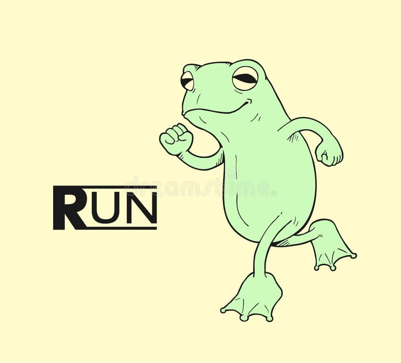 Running frog draw stock vector. Illustration of white - 309082564