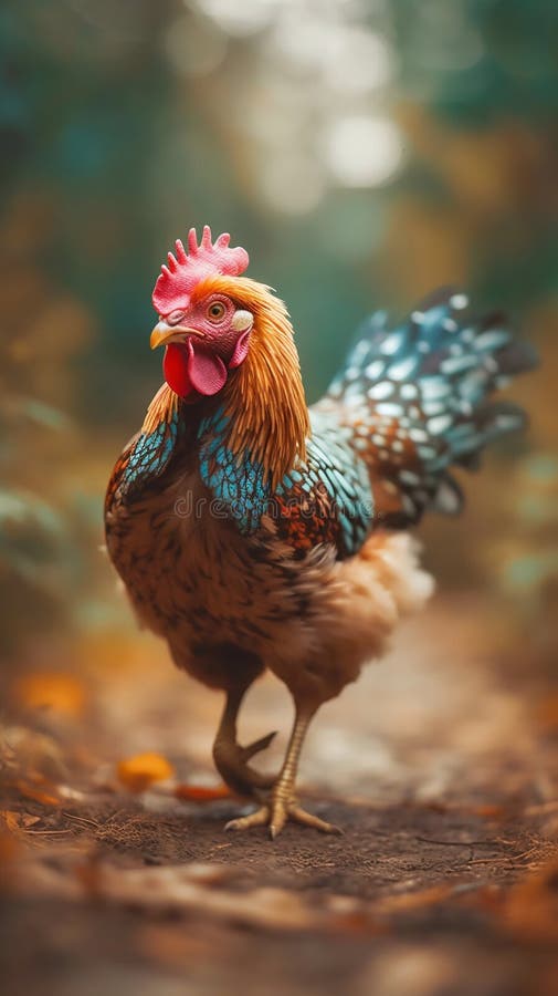 Running Funny Chicken at Spring. Generative Ai Stock Illustration ...