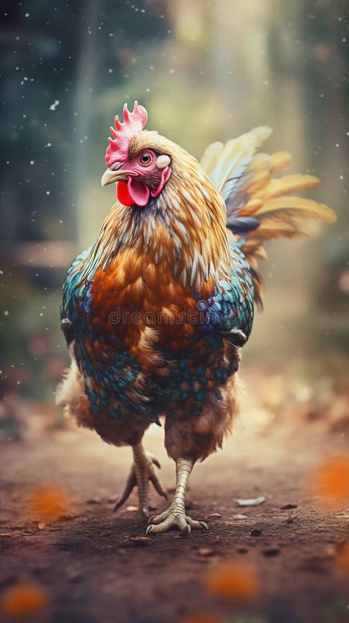 Running Funny Chicken at Spring. Generative Ai Stock Illustration ...