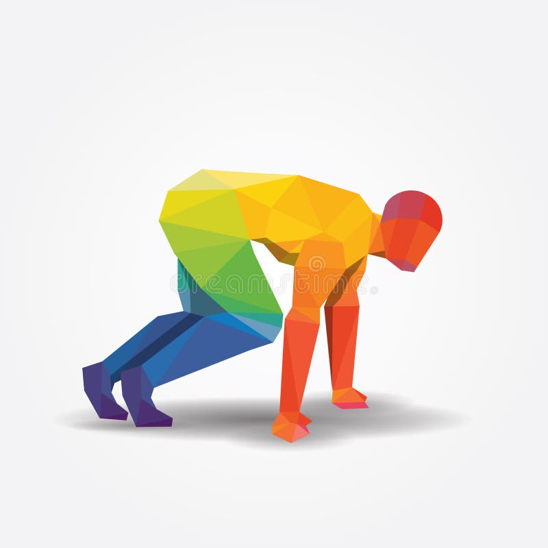 Running Geometric Concept Design Colour Illustration Vector. Stock ...