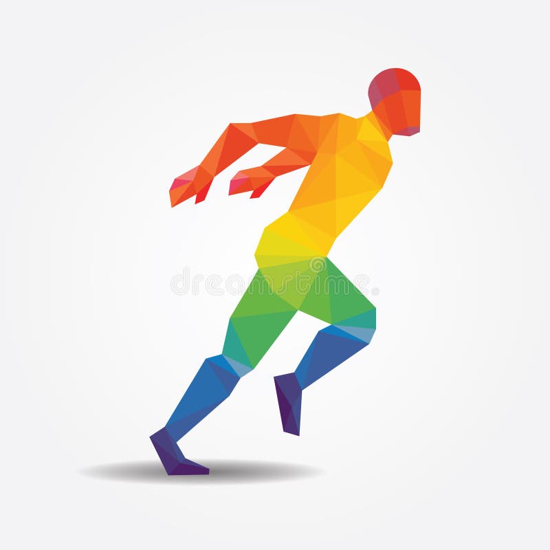 Running Geometric Concept Design Colour Illustration Vector. Stock ...