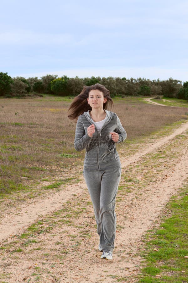 Running girl. stock image. Image of shape, workout, wood - 18320413