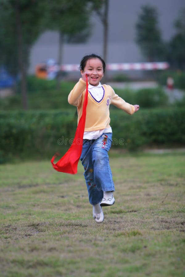 Running girl stock photo. Image of jump, kids, bouncing - 6629982