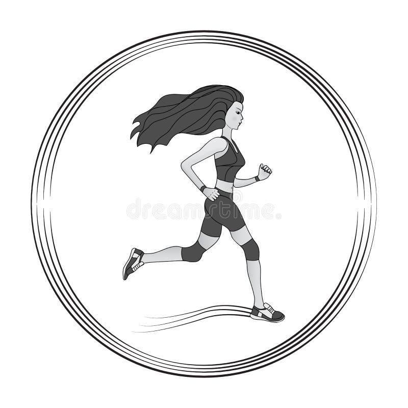 Running Girl in Circle Logo Stock Illustration - Illustration of print ...
