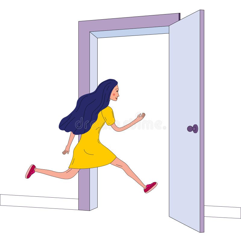 Woman Running Door Stock Illustrations – 233 Woman Running Door Stock ...