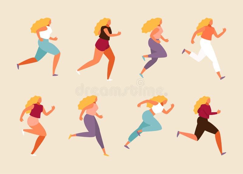 Running girl vector set stock vector. Illustration of caucasian - 163820369