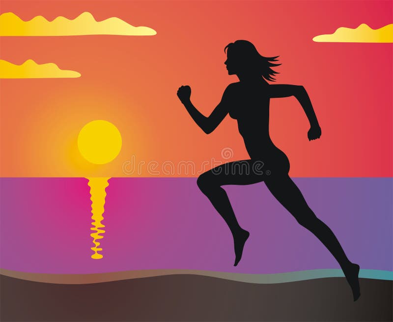 Running girl stock vector. Illustration of figure, exercise - 39865125