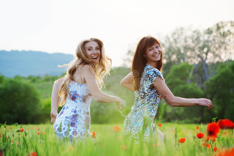 Running girls stock image. Image of motion, leisure, meadow - 10318149