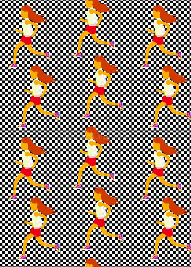 Pattern with Running Girls in Flat Style Stock Vector - Illustration of ...