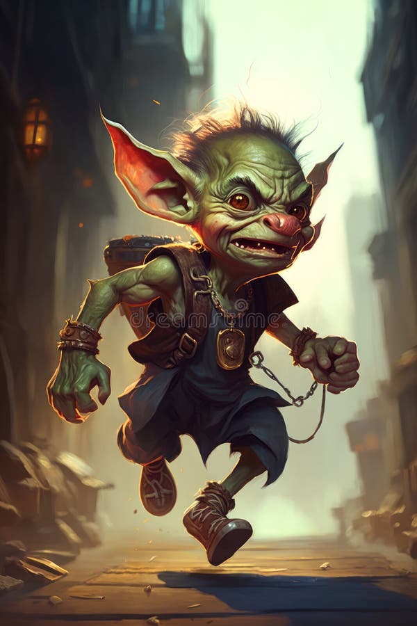 Running Goblin into Wooden Old Town, Ai Generative, Comics Illustration ...