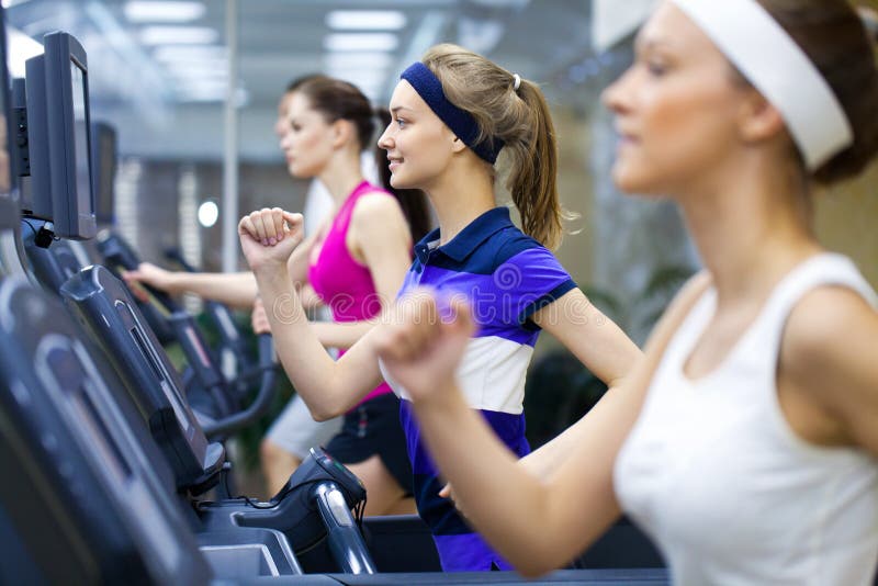 Running in gym stock image. Image of human, machine, muscular - 43624759