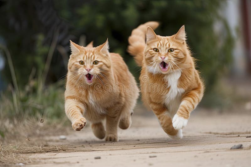 Running happy cats stock illustration. Illustration of happy - 280787575