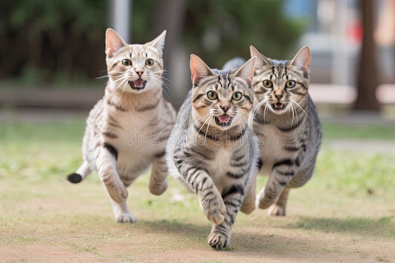 Running happy cats stock illustration. Illustration of nature - 285323896