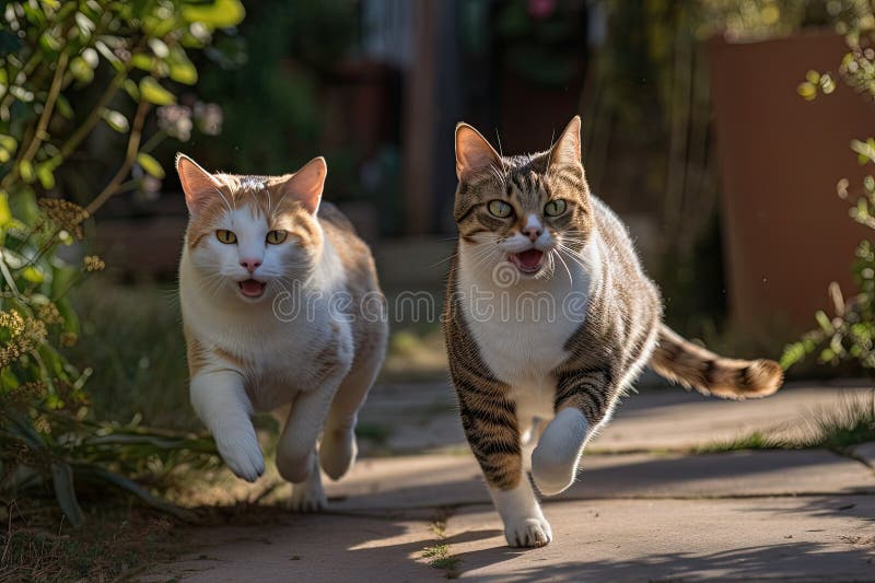 Running happy cats stock photo. Image of running, puppy - 290373682