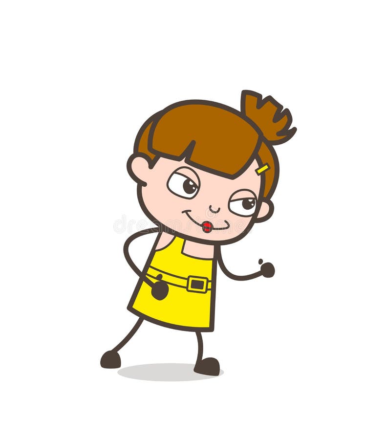 Running in Happy Mood - Cute Cartoon Girl Vector Stock Illustration ...