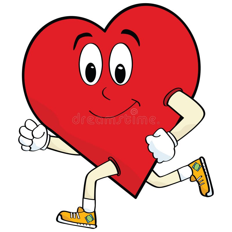 Heart Cartoon Running To Keep Healthy Stock Vector - Illustration of ...