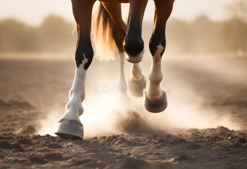 Running Horse on an Arena with Sand Stock Photo - Image of white ...
