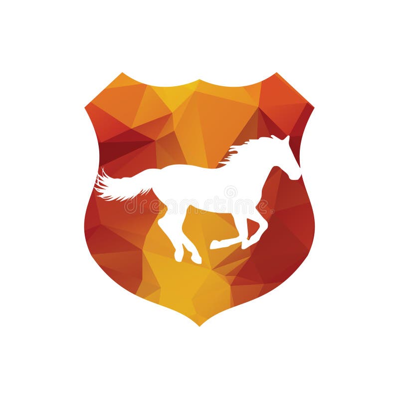 Horse Running Icon Vector Illustration Inside a Shape of Shield Pattern ...