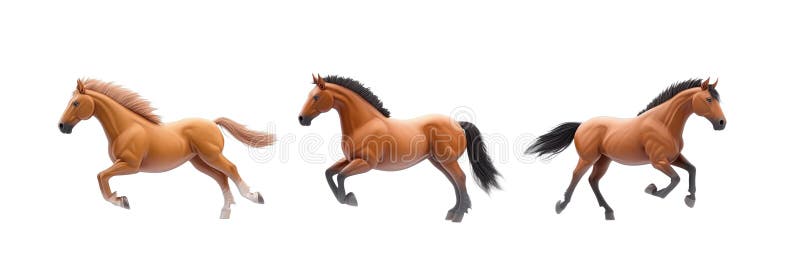 Running Horses in Motion, Three Distinct Breeds, Showcasing Different ...