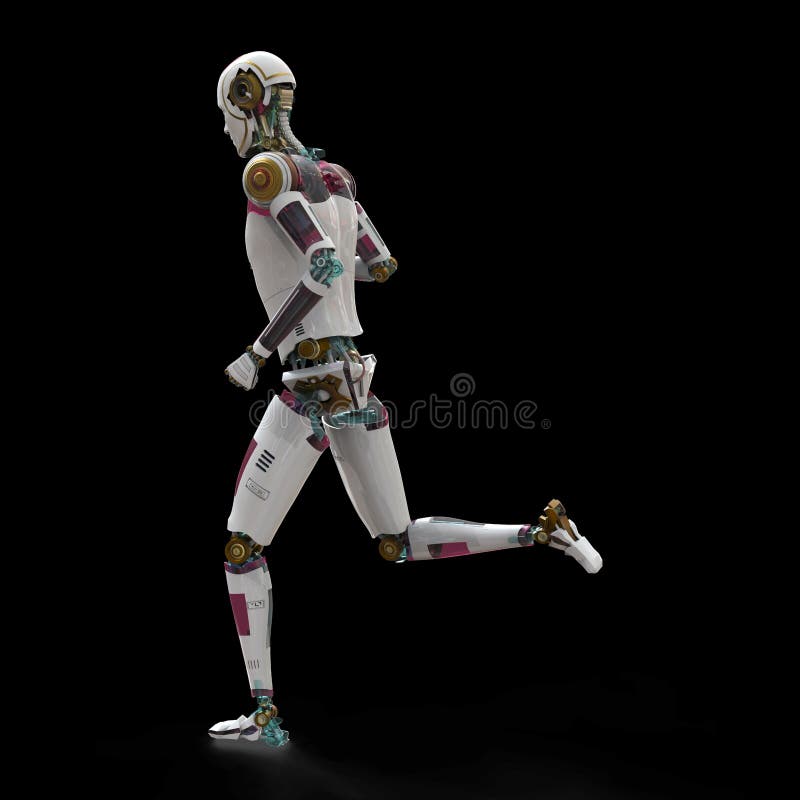 Humanoid Robot Running , 3D Illustration Stock Illustration ...