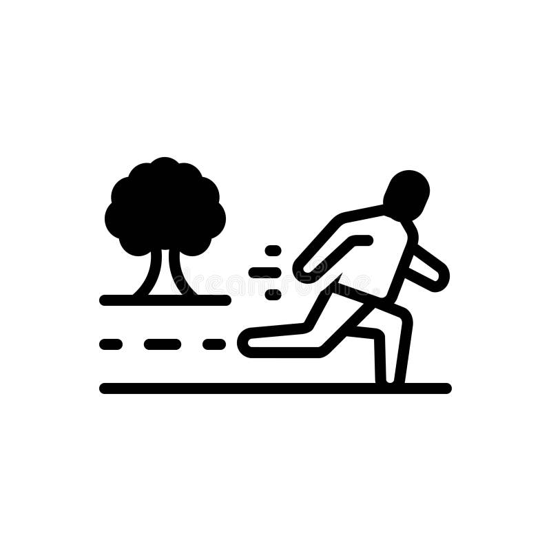 Black Solid Icon for Running, Fast Run and Person Stock Illustration ...