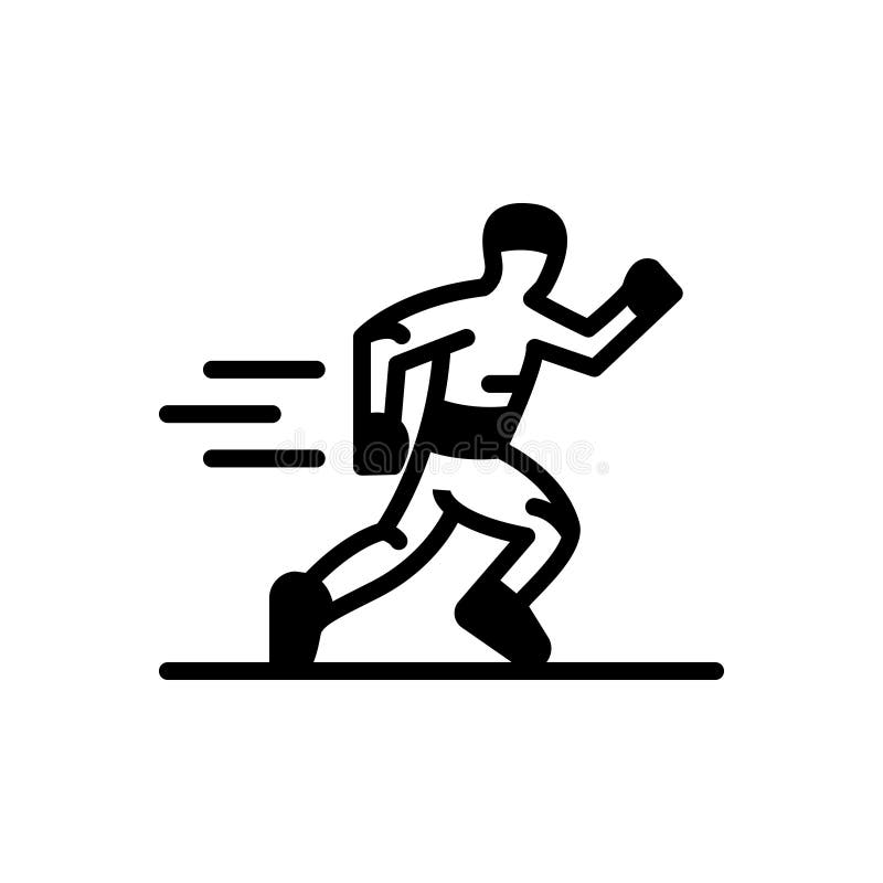 Black Solid Icon for Running, Race and Man Stock Vector - Illustration ...