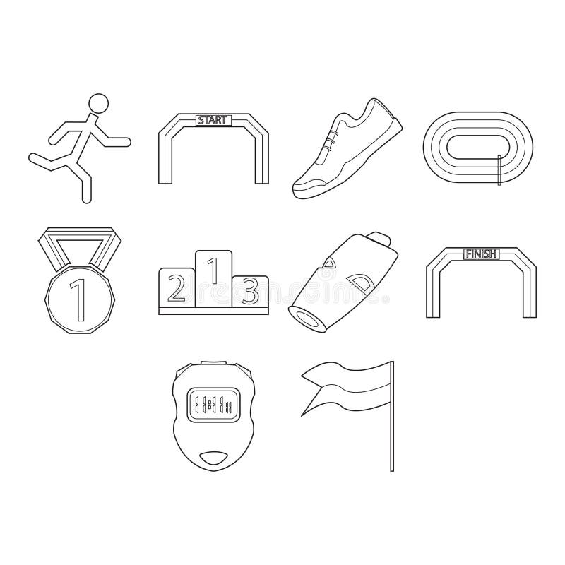 Running icon set stock vector. Illustration of champion - 258675546