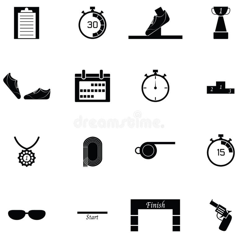 Running icon set stock vector. Illustration of finish - 120570900
