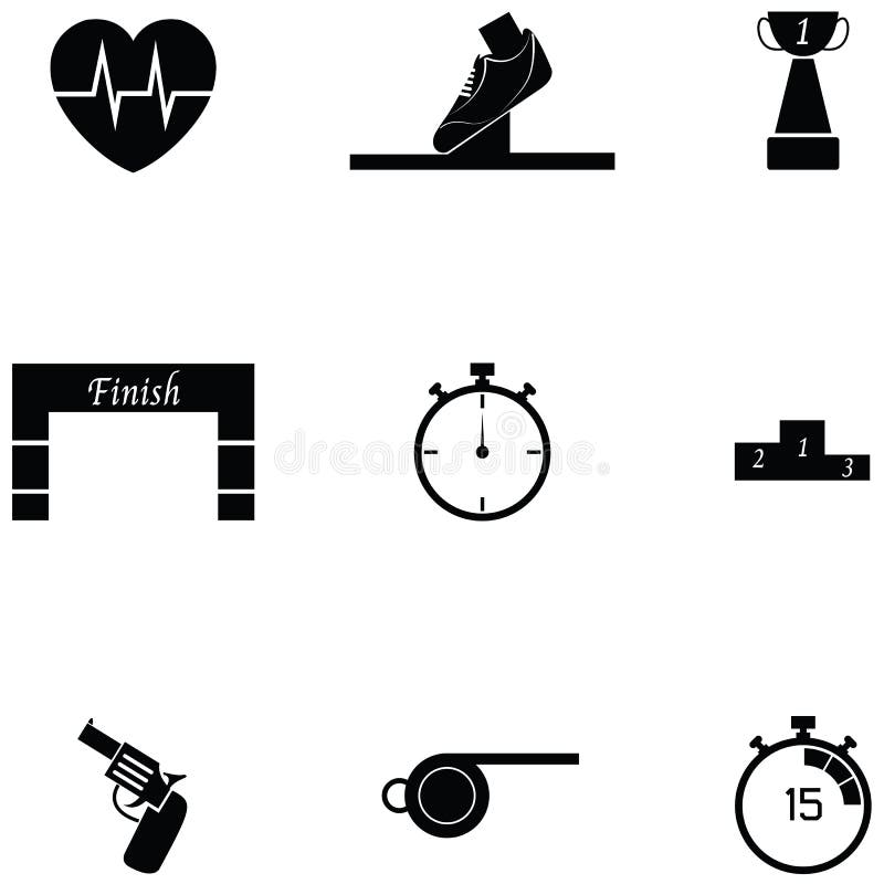 Running icon set stock vector. Illustration of winner - 120570960