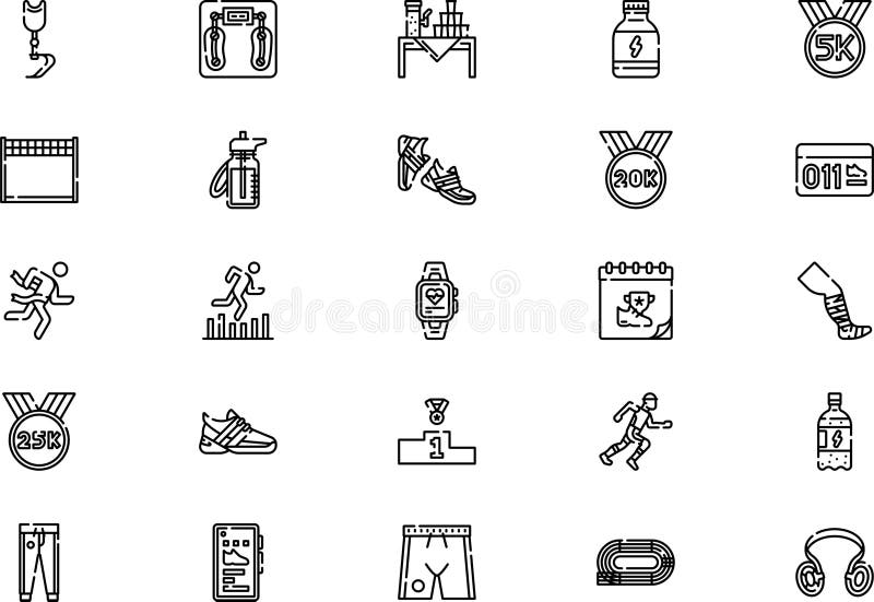 Running Icons Collection is a Vector Illustration with Editable Stroke ...