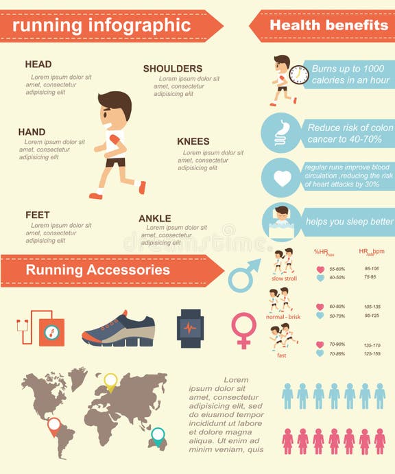 Running infographic stock illustration. Illustration of equipment ...
