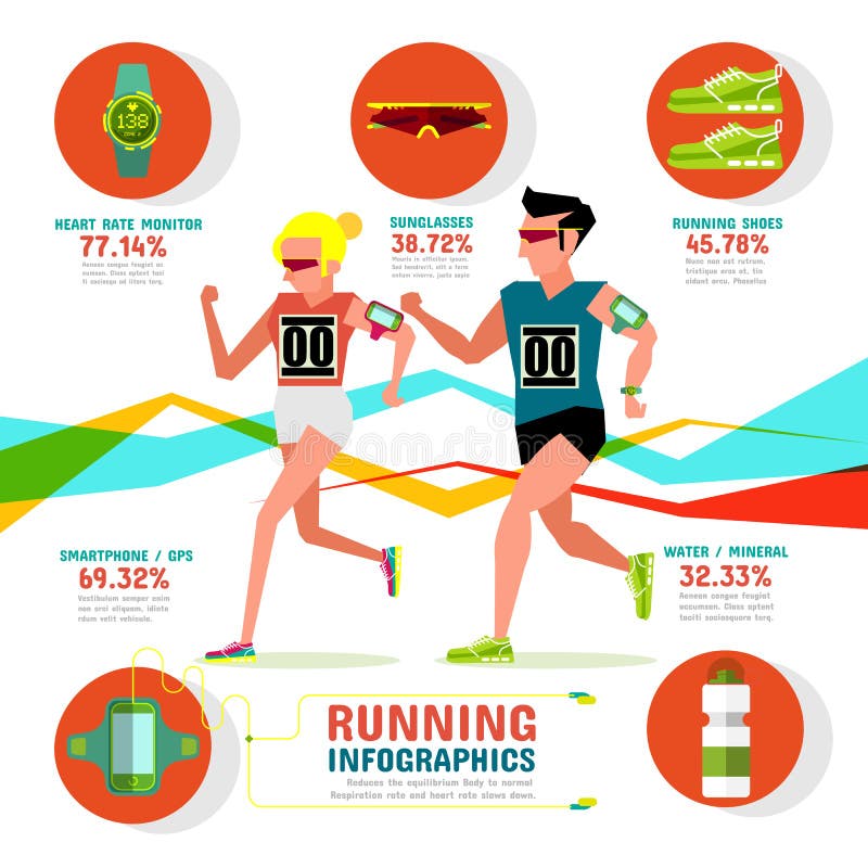 Running Infographics stock vector. Illustration of happy - 60963191
