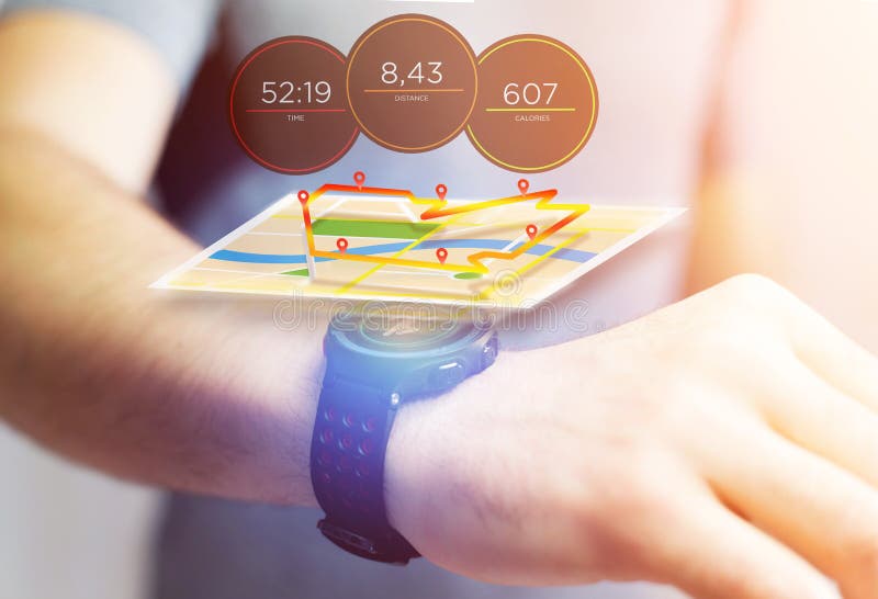 Running Interface on a Sport Smartwatch with Data Informations Stock ...