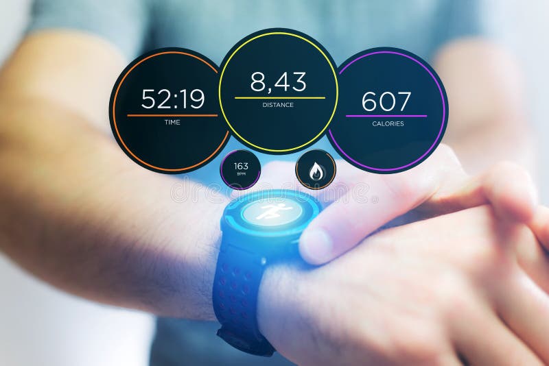 Running Interface on a Sport Smartwatch with Data Informations Stock ...