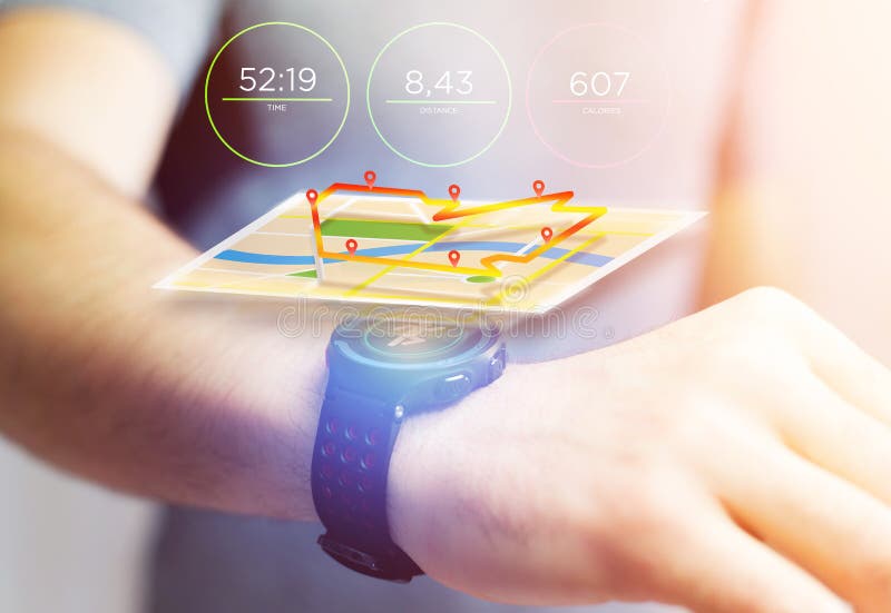 Running Interface on a Sport Smartwatch with Data Informations Stock ...