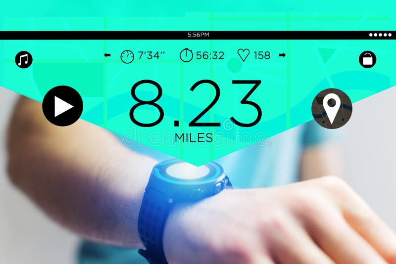 Running Interface on a Sport Smartwatch with Data Informations Stock ...