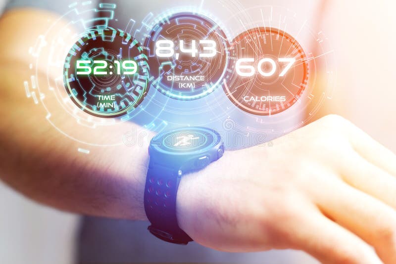 Running Interface on a Sport Smartwatch with Data Informations Stock ...