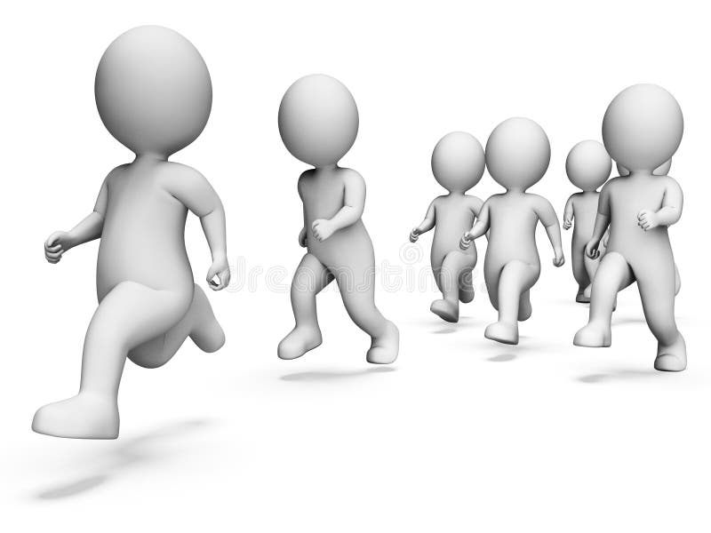 Running Jogging Shows Team Work and Characters 3d Rendering Stock ...