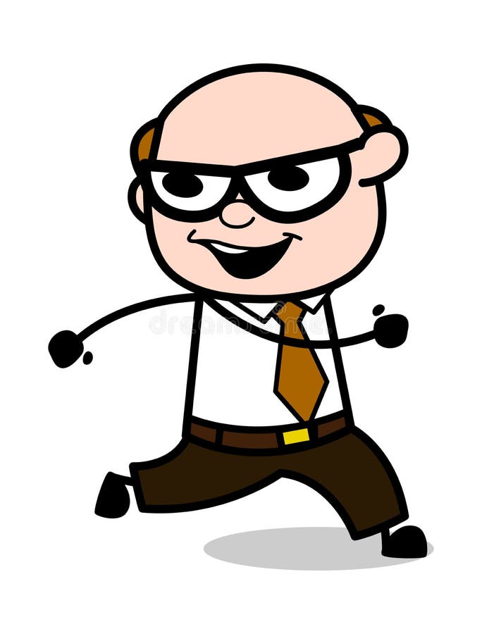 Running with Joy - Retro Cartoon Office Old Boss Man Vector ...