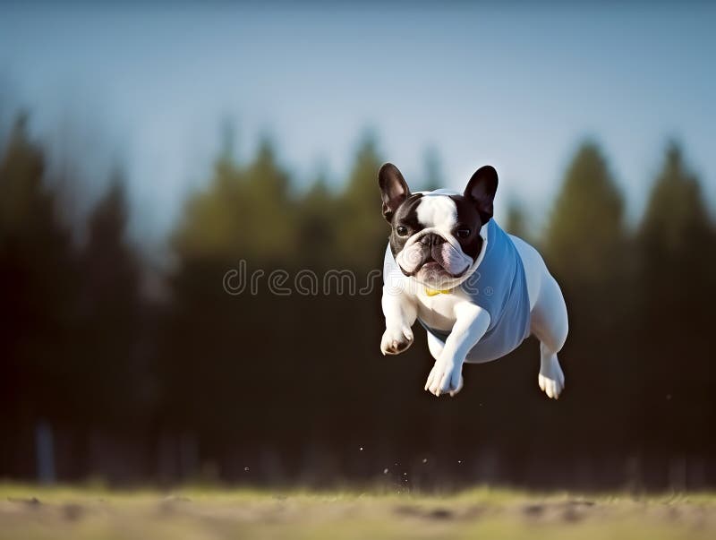 Running and Jumping Bulldog with Blue Color Cloth Stock Illustration ...