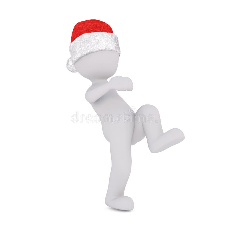Running or Leaping Figure in Santa Hat Stock Illustration ...